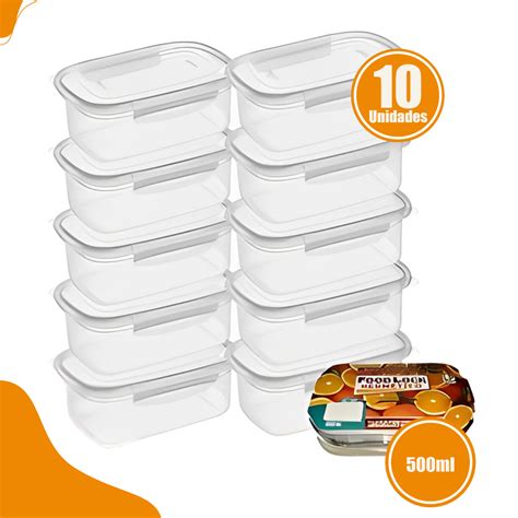 Kit Marmitas 500ml Fitness Para Freezer E Microondas Potes Plásticos