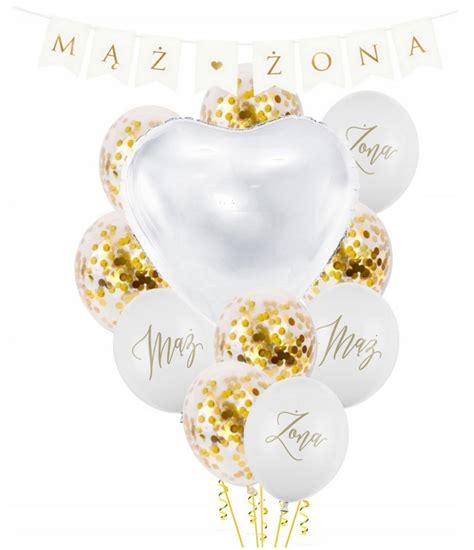 Balony Na Ślub Zestaw Balonów Ślubnych Żona Mąż balony wesele baner