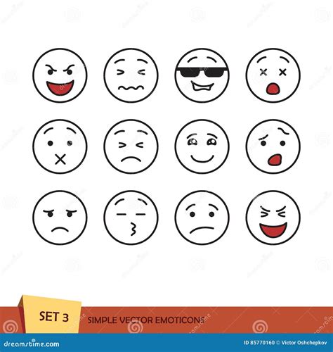 Set Of Outline Emoticons Stock Illustration Illustration Of Face