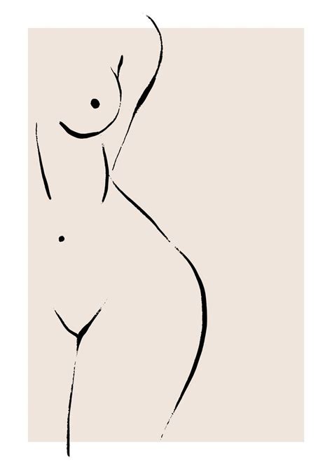 Nude Line Art Female Body Poster Body Image Art Outline Art Pencil