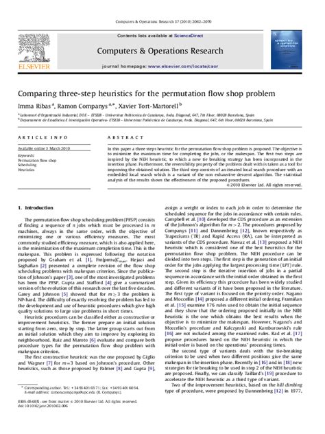 pdf comparing three step heuristics for the permutation flow shop problem imma ribas