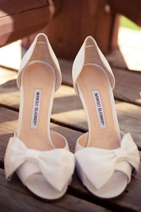 Manolo Blahnik Ivory Bow Bridal Shoes Wedding Shoes Bride Manolo