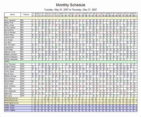 Employee Monthly Schedule Template Lovely Monthly Employee Shift