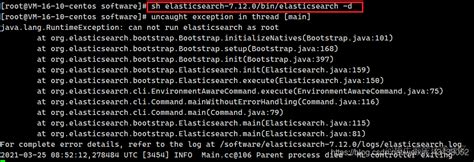 linux installation elasticsearch tip the exception in the thread of main java lang