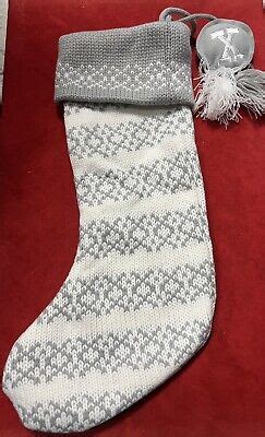 20 Letter X Monogram FAIR ISLE Knit Christmas Stocking GRAY WHITE