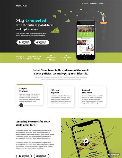 news app landing page template in psd html5 download