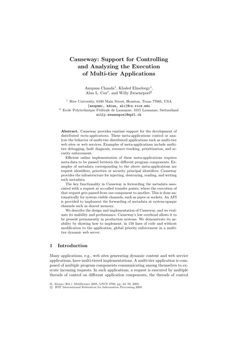 pdf causeway support for controlling and analyzing the execution of multi tier applications