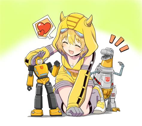The Big Imageboard Tbib 1girl Absurdres Autobot Blonde Hair Blue Eyes Blush Bumblebee