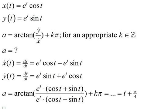 [trig] how does arctan cost sint cost sint t pi 4 learnmath
