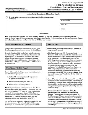 Fillable Online OMB No 1615 0017 Expires 01 31 12 I 192 Application