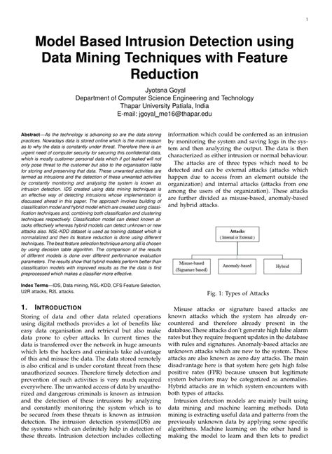 pdf model based intrusion detection using data mining techniques with feature reduction