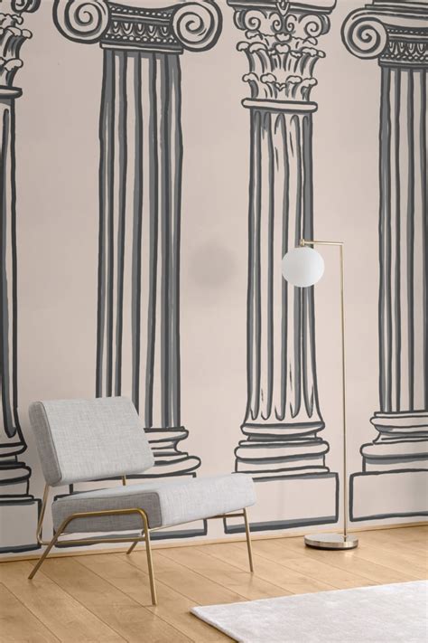 Black Neutral Ancient Greek Columns Wallpaper Mural