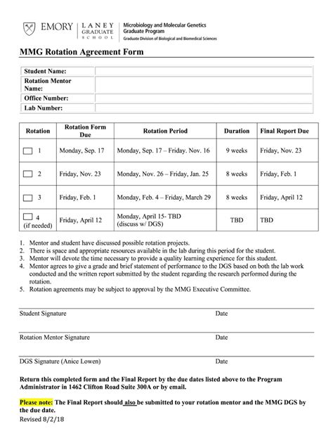 Fillable Online MMG Rotation Agreement Form Fax Email Print PdfFiller