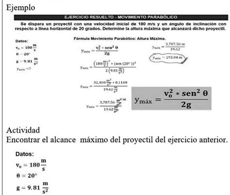 SOLVED Encuentra El Alcance Maximo De Un Proyectil Ejemplo Ejercicio