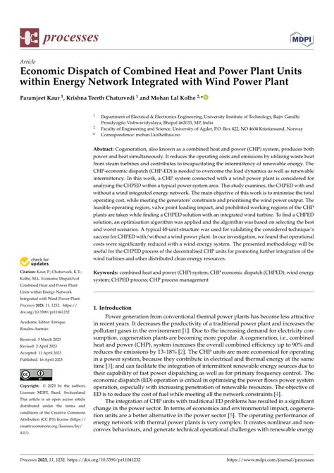 pdf economic dispatch of combined heat and power plant units within energy network integrated