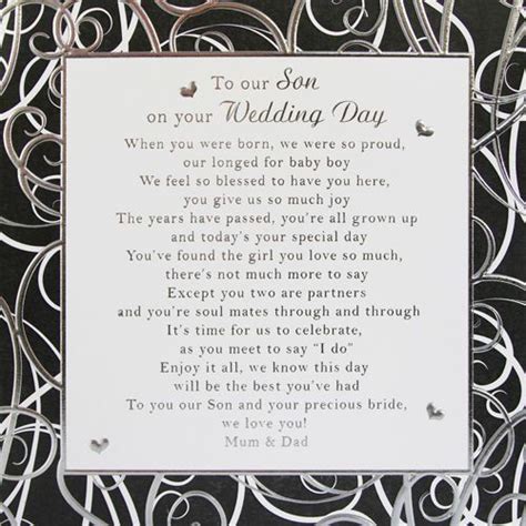 To Our Son Wedding Day Card Wedding Day Quotes Wedding Poems