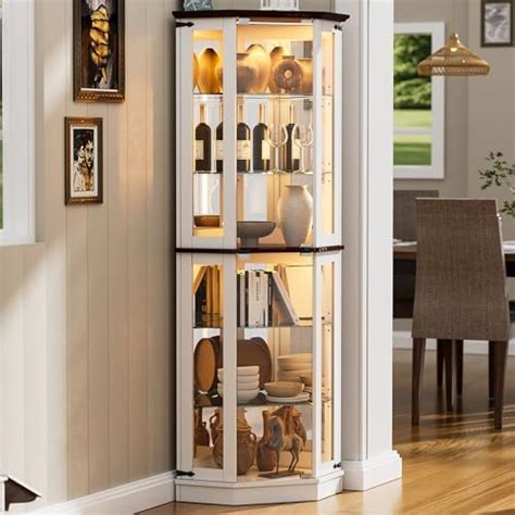 Amazon PAKASEPT 71 Farmhouse Display Curio Cabinet With LED