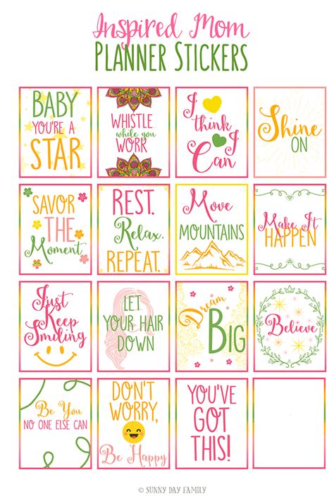 Free Printable Inspirational Quote Planner Stickers For Women Sunny
