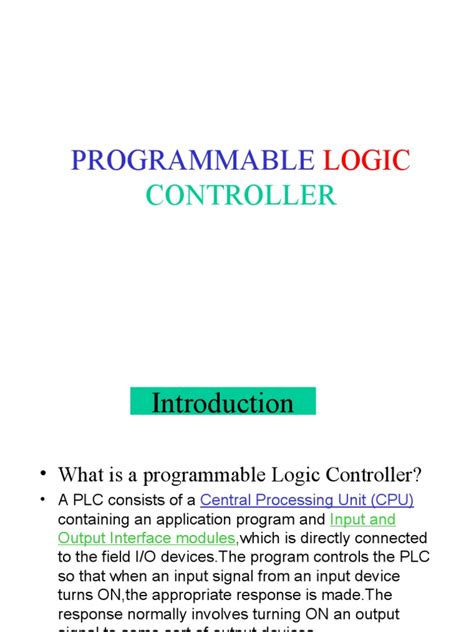 basics of programmable logic controller pdf