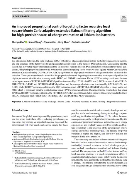 pdf an improved proportional control forgetting factor recursive least square monte carlo