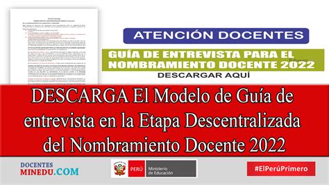 DESCARGA El Modelo de Guía de entrevista en la Etapa Descentralizada