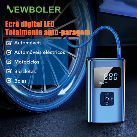 Newboler Display Digital Sem Fio Bomba De Ar Elétrica LED Inflador De