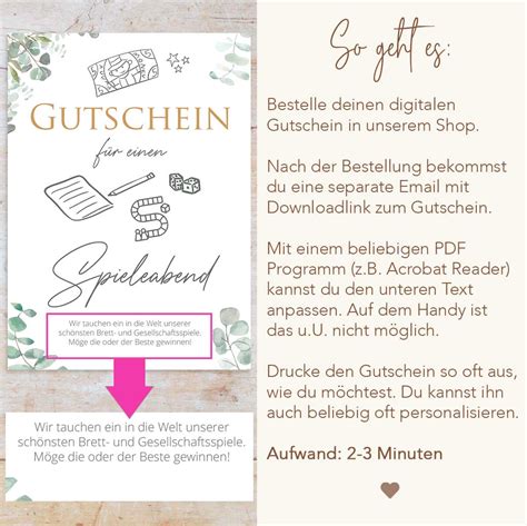 Gutschein F R Einen Spieleabend Vorlage Personalisierbar