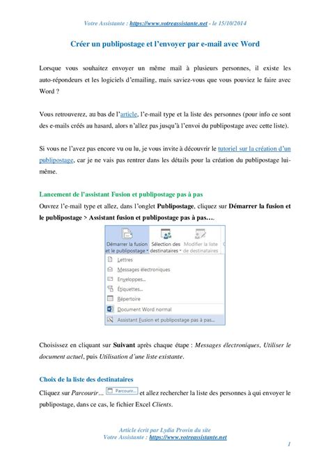 Calaméo Créer un publipostage et l envoyer par e mail avec Word