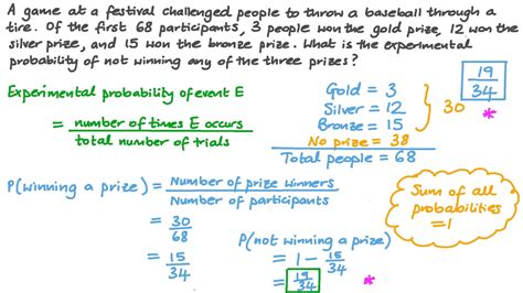 Question Video Determining The Experimental Probability Of An Event