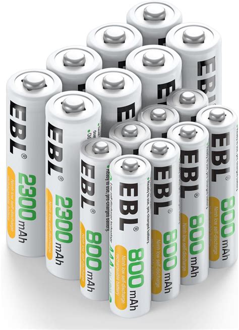 EBL 16pcs 1 2V AA AAA Ni MH Batterie Ricaricabili Combinate Confezione