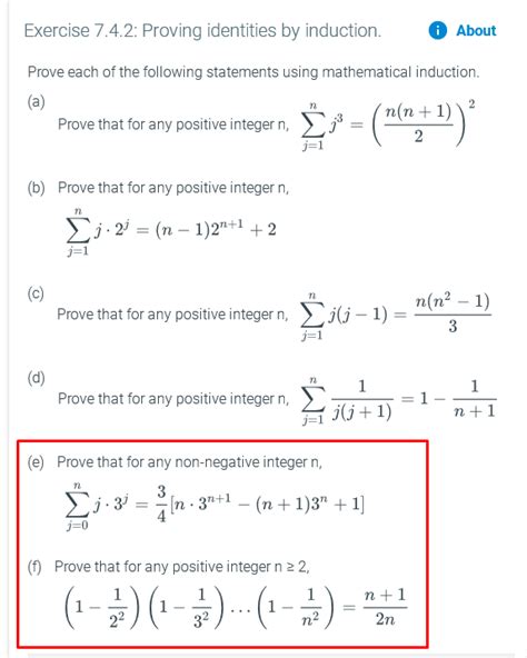 solved exercise 7 4 2 proving identities by induction i