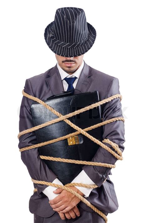 Businessman Tied Up With Rope Stock Image Colourbox