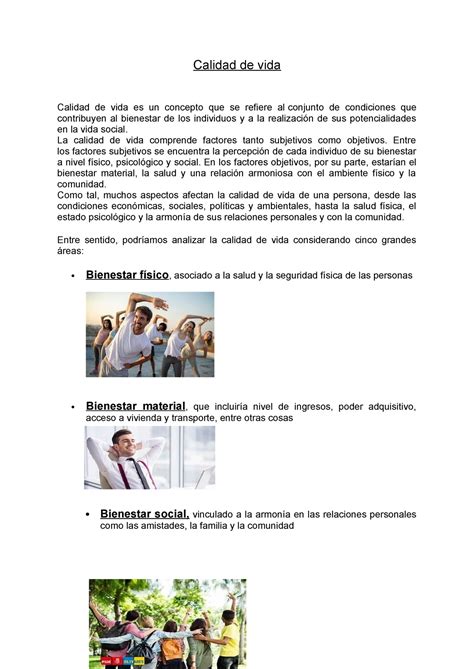 Calidad De Vida Nmi Calidad De Vida Calidad De Vida Es Un Concepto