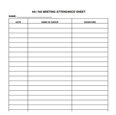 Aa Meeting Sheet Print