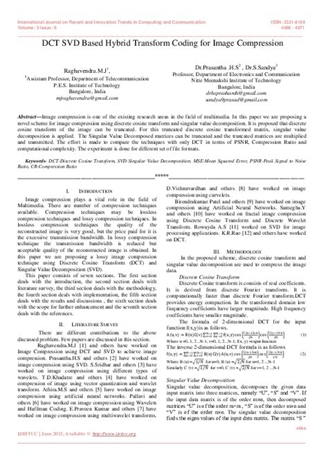 pdf dct svd based hybrid transform coding for image compression sandya prasad prashantha hs
