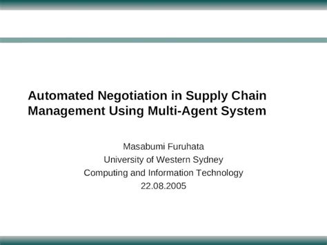 ppt automated negotiation in supply chain management using multi agent system dokumen tips