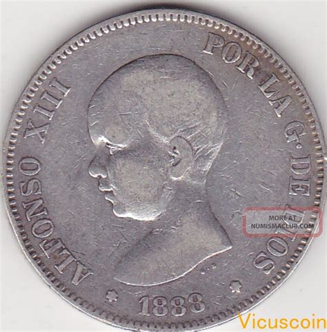 Mpm Spain Pesetas Spanish Silver Crown King Alfonso Xiii