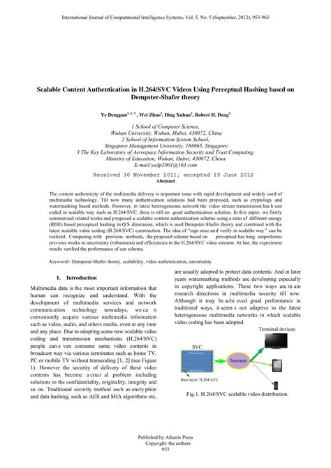 pdf scalable content authentication in h 264 svc videos using perceptual hashing based on
