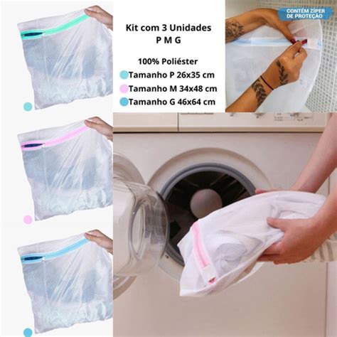 Kit 3 Saco pra Lavar Roupa Suja Intima Sutiã Lingerie Delicada Bebe