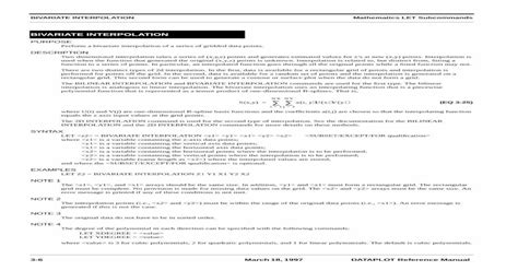 download pdf bivariate interpolation · pdf file2d interpolation compute a bivariate