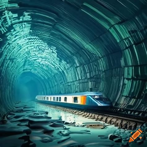 Train Traveling Through A Glass Tunnel Underwater On Craiyon