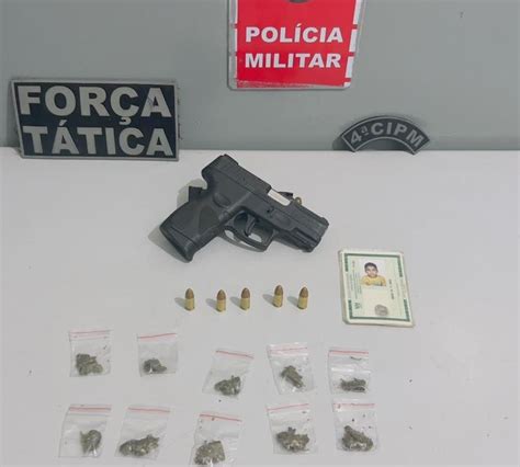 Suspeito de integrar grupo criminoso é preso arma e drogas em