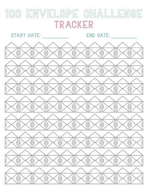 Free Printable Envelope Challenge Templates Pdf Chart
