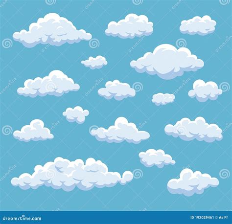 Conjunto De Nuvens De Desenho Animado Nuvem Vetorial Isolada No Céu