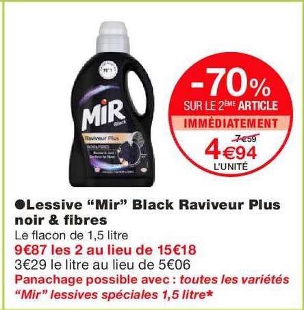 Offre Lessive Capsules Soin Raviveur Noir Et Fibres Mir Black Chez Cora