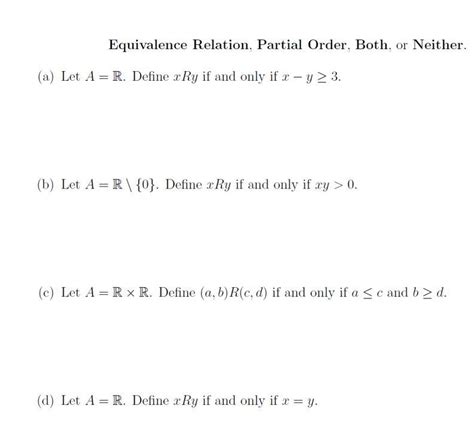 solved equivalence relation partial order both or