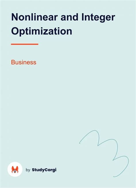 Nonlinear And Integer Optimization Free Essay Example