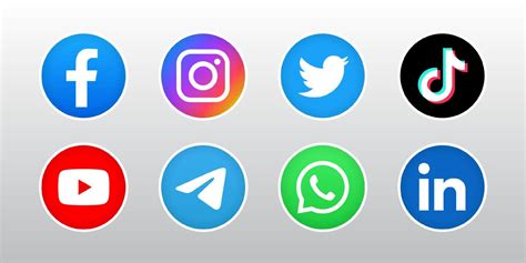 Ensemble D Ic Nes De M Dias Sociaux Avec Ligne Art Vectoriel