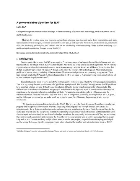 pdf a polynomial time algorithm for the npc tree root 3sat newest version of august 2023
