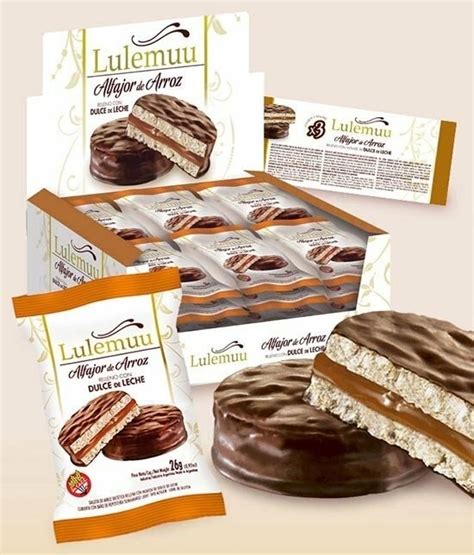 CAJA Alfajor de Arroz lulemuu relleno Dulce de leche bañado en